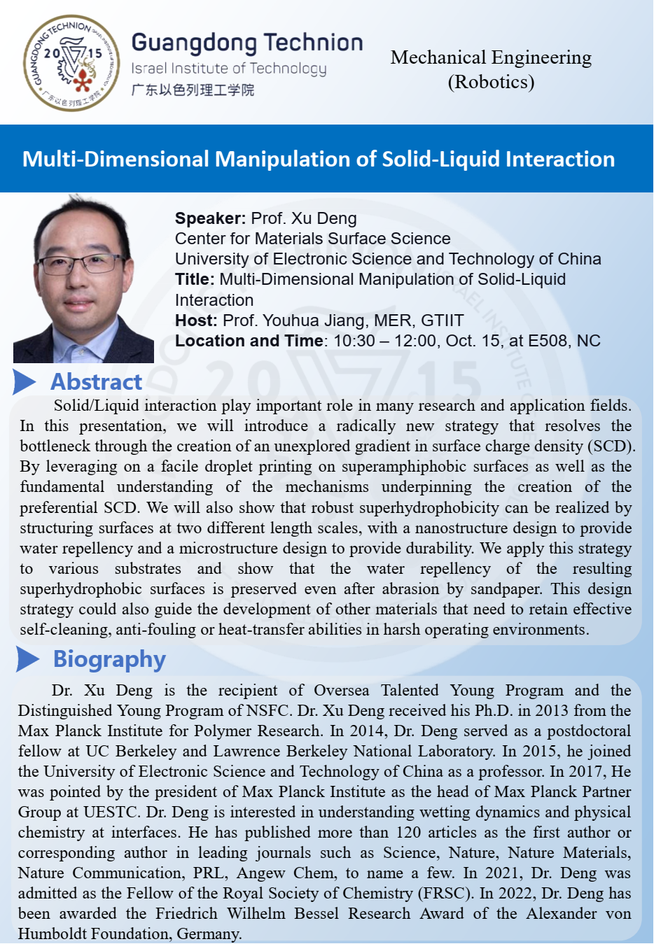 Multi-Dimensional Manipulation of Solid-Liquid Interaction – University ...
