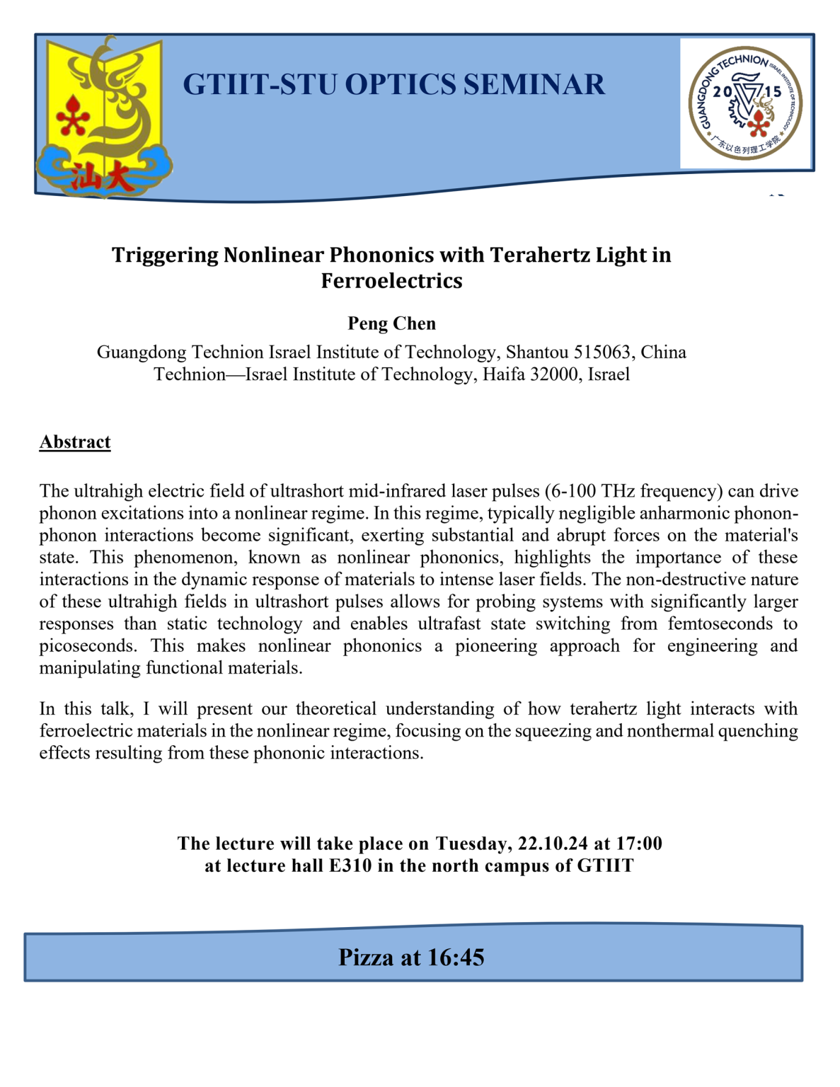 Triggering Nonlinear Phononics with Terahertz Light in Ferroelectrics – University Events